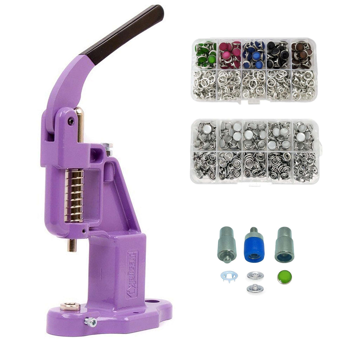200 sets of White and Color Pearl Capped Prong Snap Button Set with Ha ...