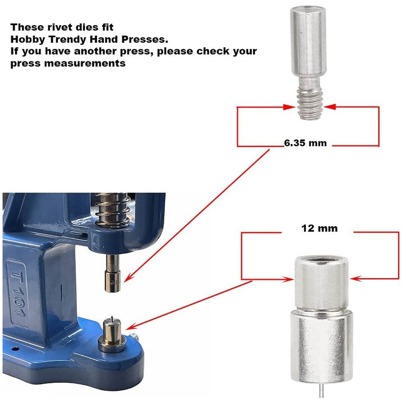 Double Capped Rivet Dies for 10mm and 11mm Rivets (Size 123) for Manua ...